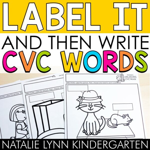 CVC Words Label and Write Kindergarten Science of Reading Worksheets