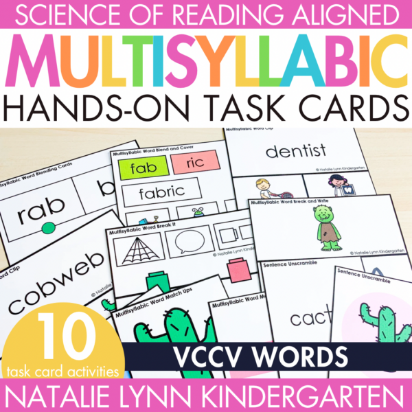 Multisyllabic Words Task Cards BUNDLE Syllable Division Fluency Open ...