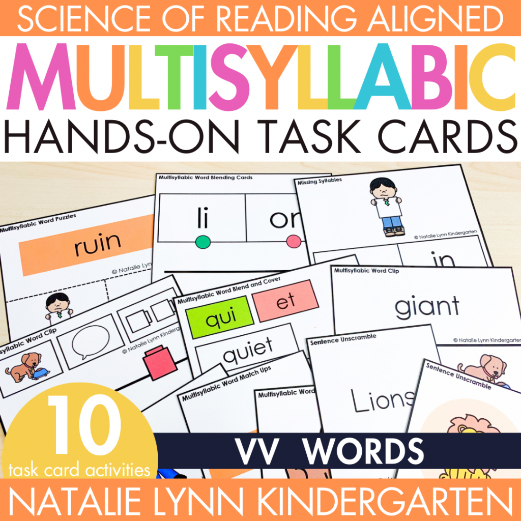 Multisyllabic Words Task Cards BUNDLE Syllable Division Fluency Open ...