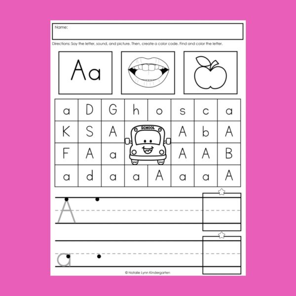 Back to School Alphabet Find and Color Worksheets
