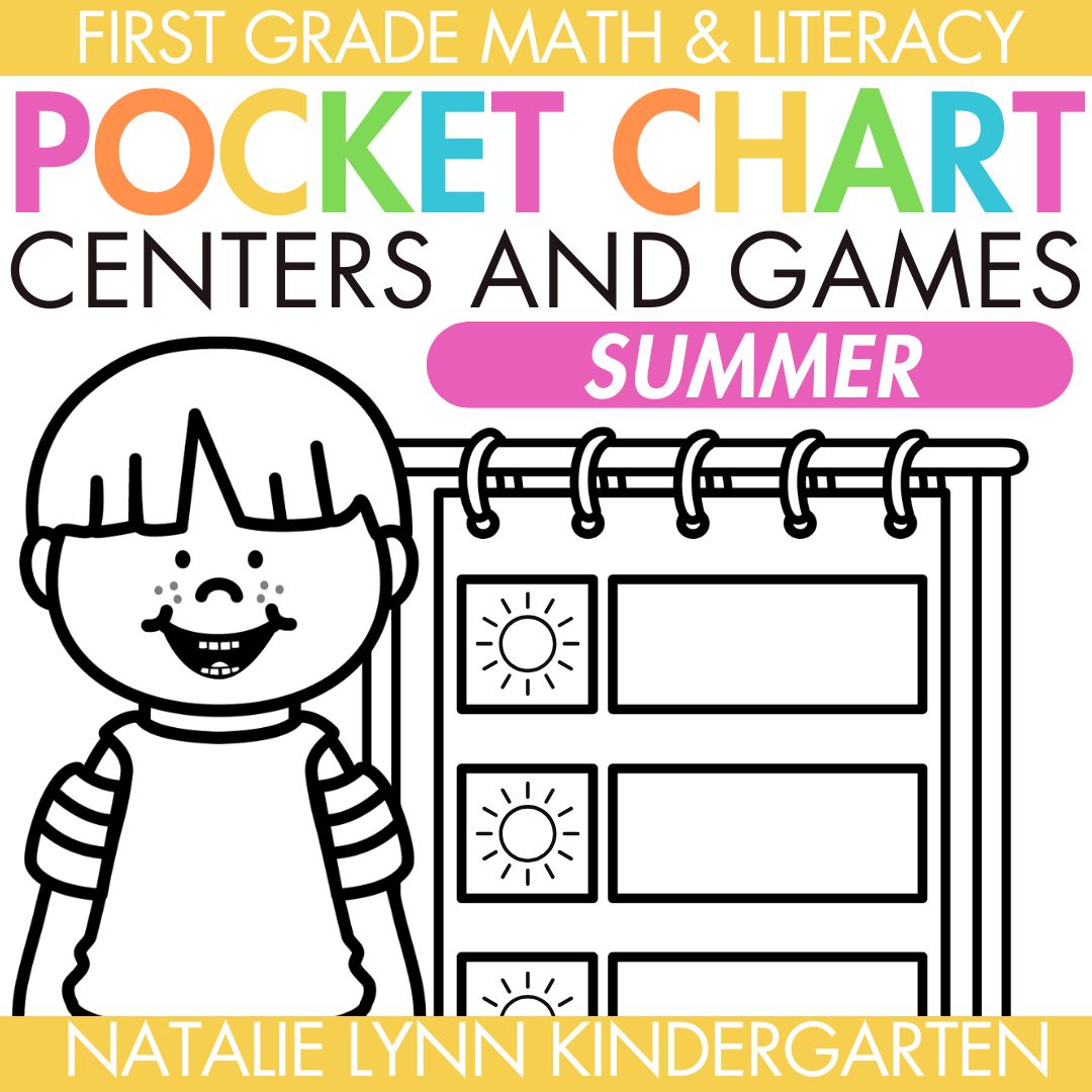 FREE Summer First Grade Pocket Chart Centers Games June Math & Literacy ...