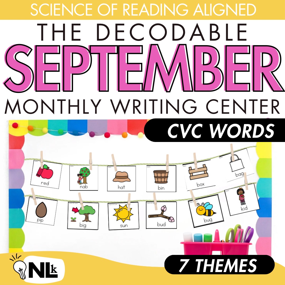 September Kindergarten First Grade Writing Center Activities CVC Words ...
